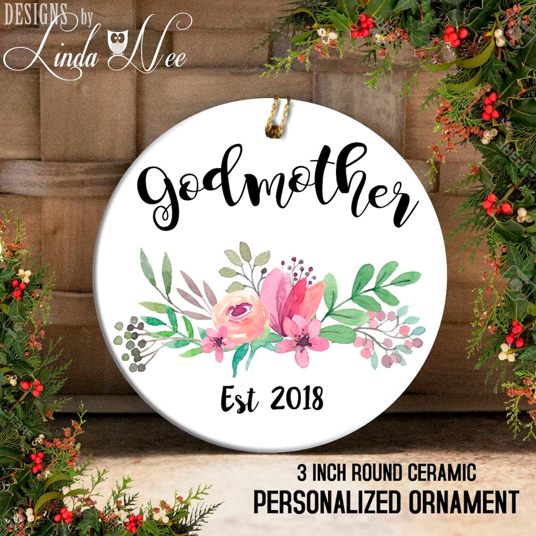 Godmother Gift, Godmother Est Ornament, Baby Reveal to Godmother, Pregnancy Announcement ...