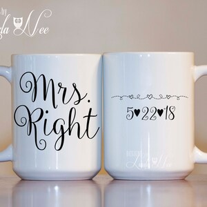 Personalized Mr. Right and Mrs. Right Mug, Mr and Mrs Coffee Mug Set ...