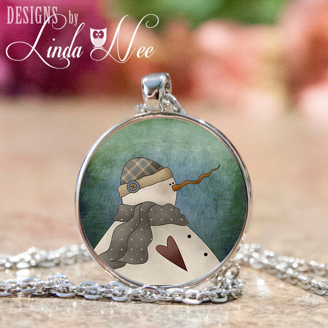 Snowman Pendant and Necklace, Christmas Gift Pendant, Snowman Snowmen ...