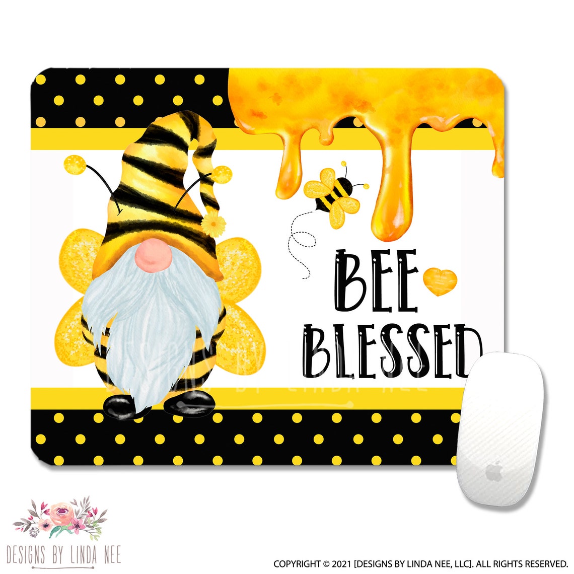 Bee Blessed Mouse Pad Gnome Bee Mouse Pad Cute Bee Gifts For | Etsy