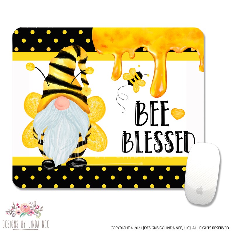 Bee Blessed Mouse Pad Gnome Bee Mouse Pad Cute Bee Gifts for - Etsy