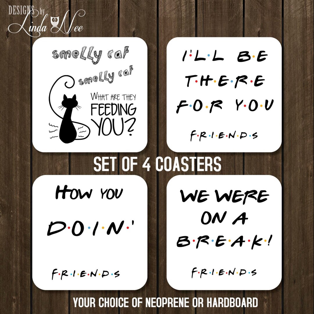Friends Smelly Cat Coaster Set of 4 Friends TV Show Gift - Etsy