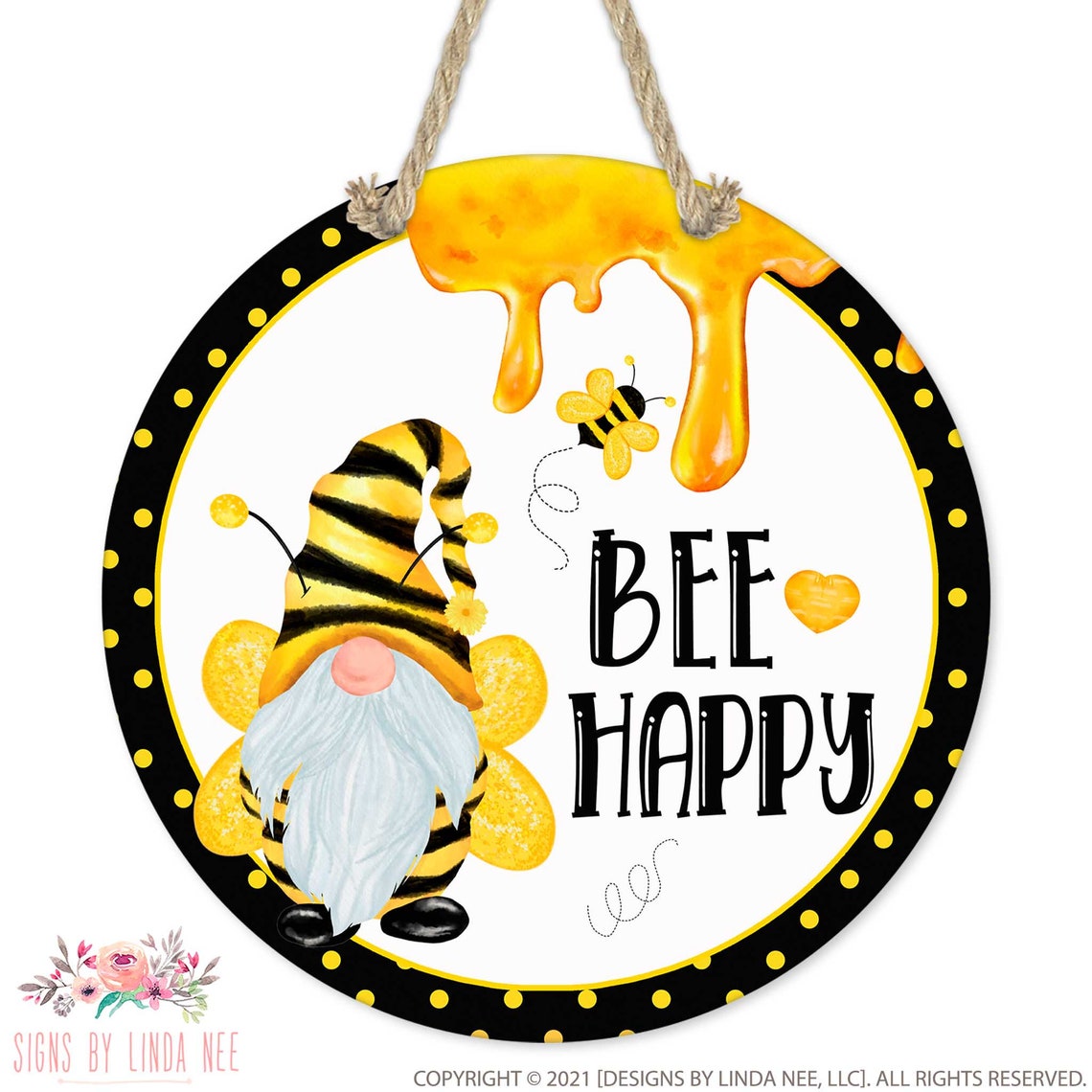 Gnome Bee Happy Sign Ceramic Bee Happy Wall Sign Bee Sign - Etsy