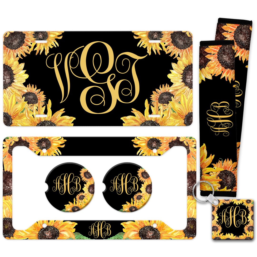 Sunflower Monogrammed License Plate Car Accessories Personalized Plate ...