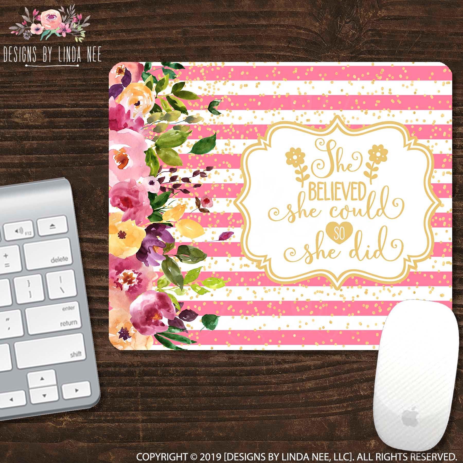 Inspirational Mouse Pad Graduation Mousepad Floral Mousepad | Etsy