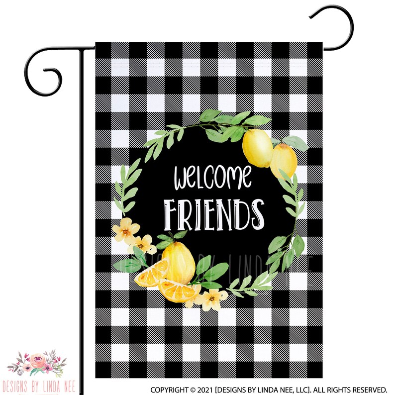 Lemon Wreath Welcome Flags House Flags Garden Flags Porch - Etsy