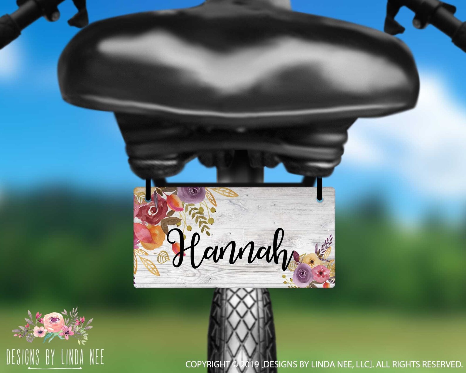 Floral Bike License Plate Personalized Bike Tag Custom License - Etsy