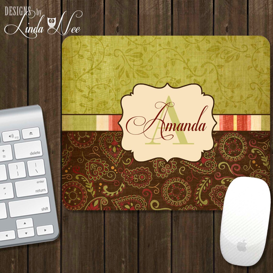 Monogrammed Mouse Pad Personalized Mousepad Paisley Mouse - Etsy