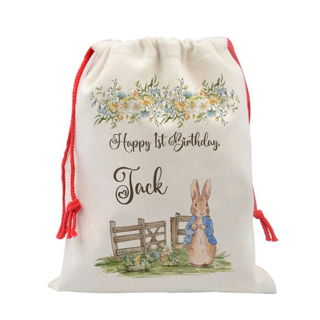 Happy Birthday Personalized Peter Rabbit Bag, Kids Toy Sack, Extra ...