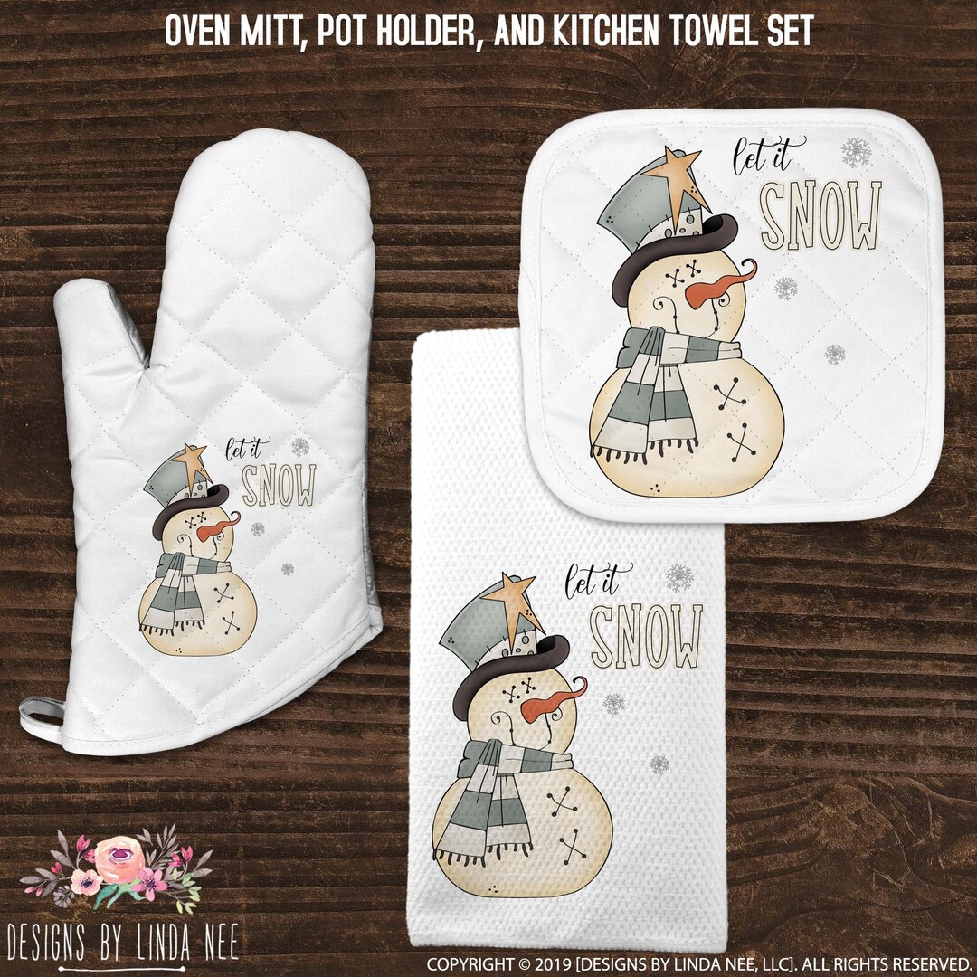 Snowman Kitchen Towel, Let It Snow Towels, Winter Towel, Primitive ...