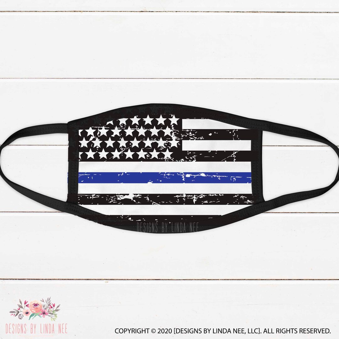 Thin Blue Line Flag Face Mask Policeman Face Mask Police Gift - Etsy