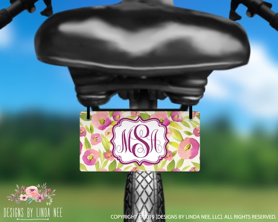 Custom License Plate Floral Bike License Plate Personalized | Etsy
