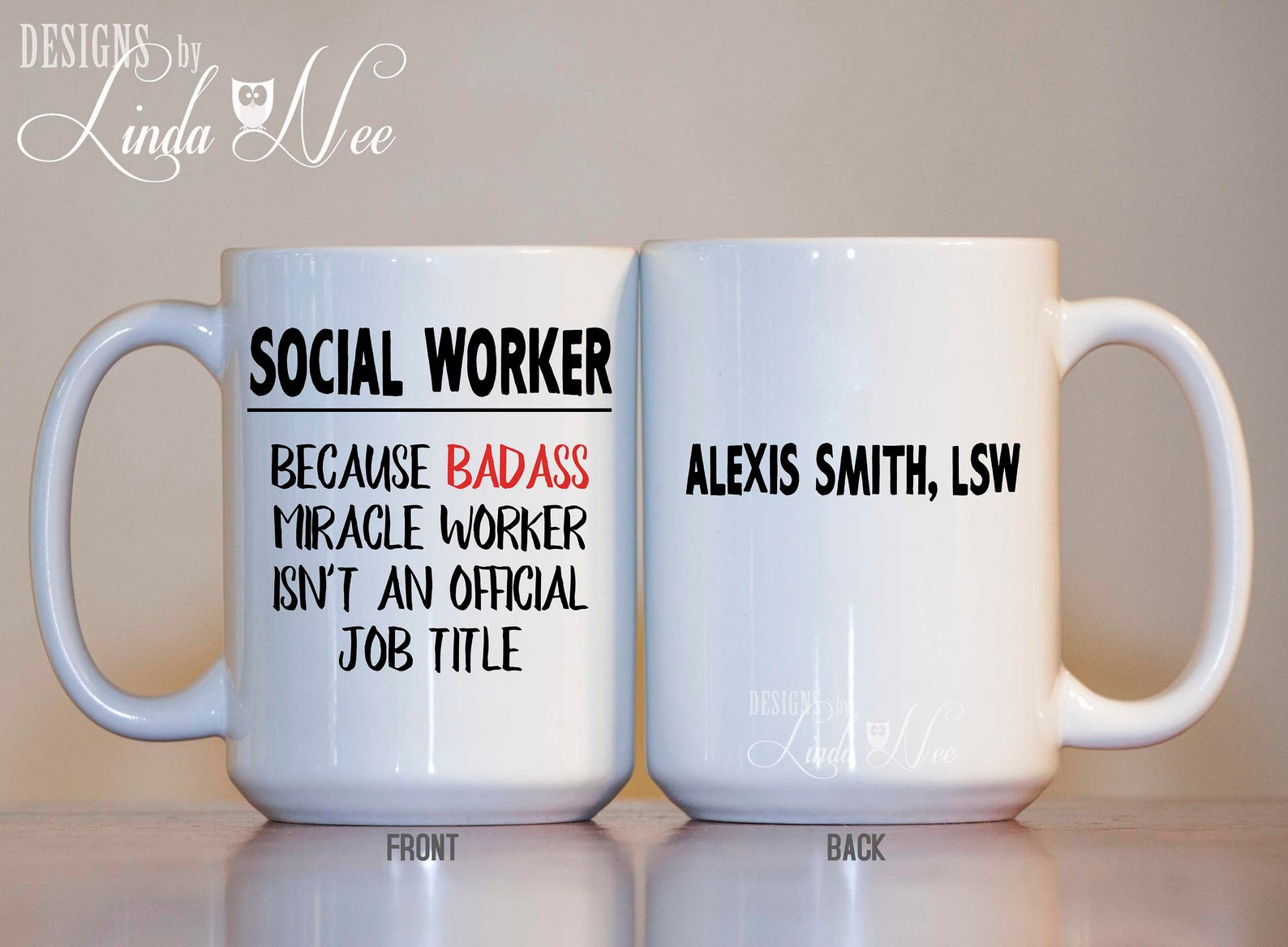 Personalized Social Worker Mug LSW LCSW CSW Funny | Etsy