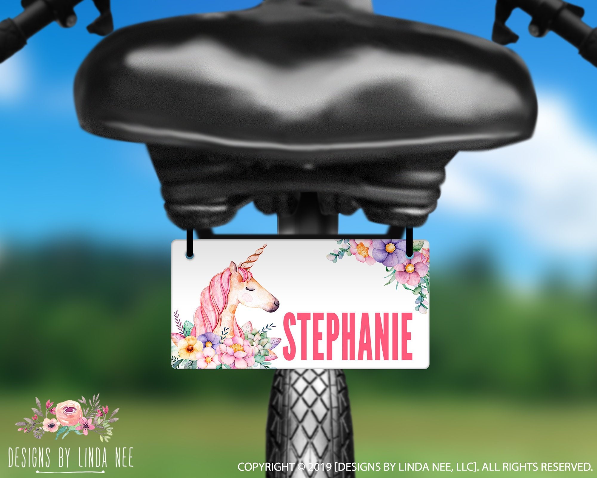 Girls Unicorn Personalized Bike Tag Kids Bike License Plate Bike ...