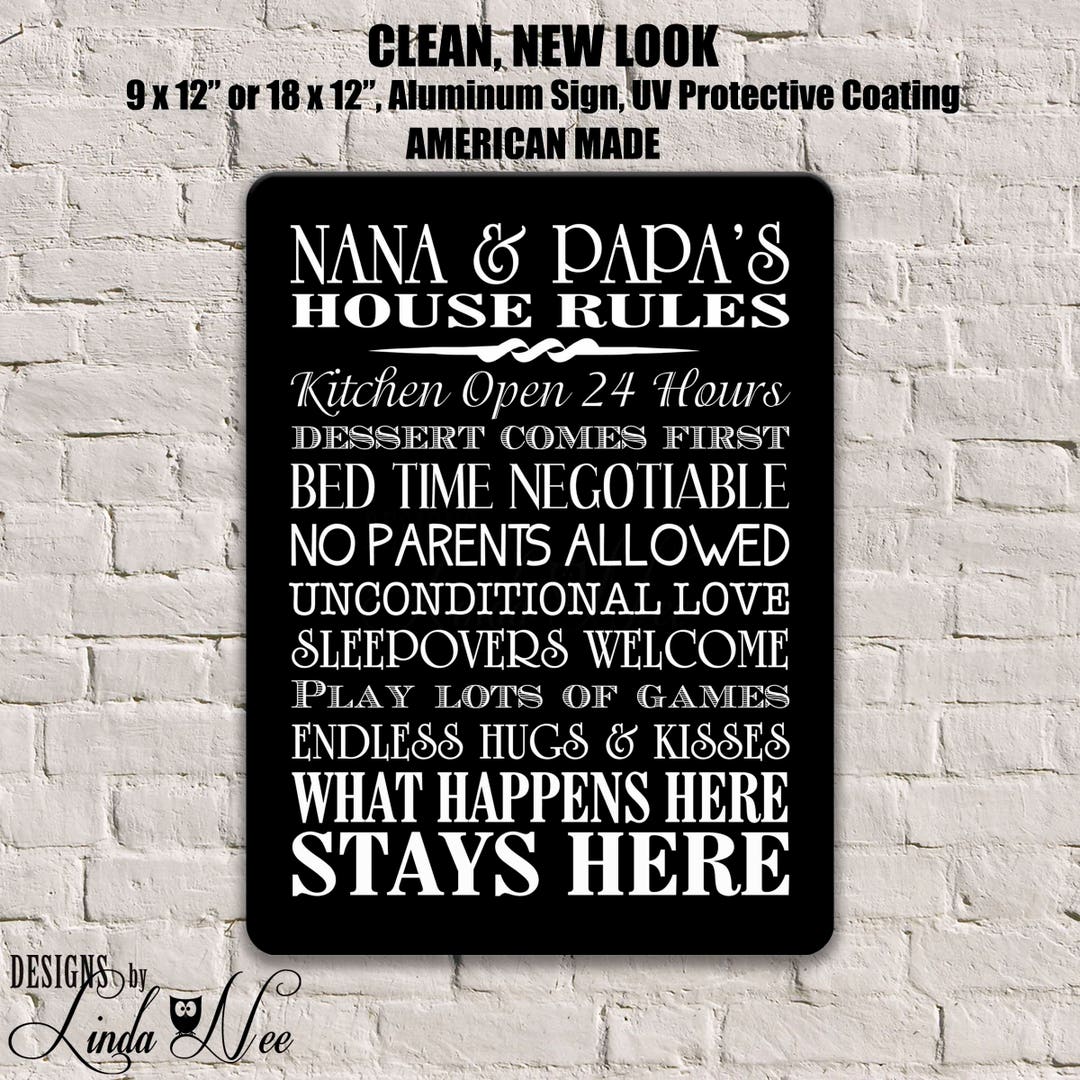 Nana and Papa Gifts, Nana and Papa Rules, Grandparents Sign ...