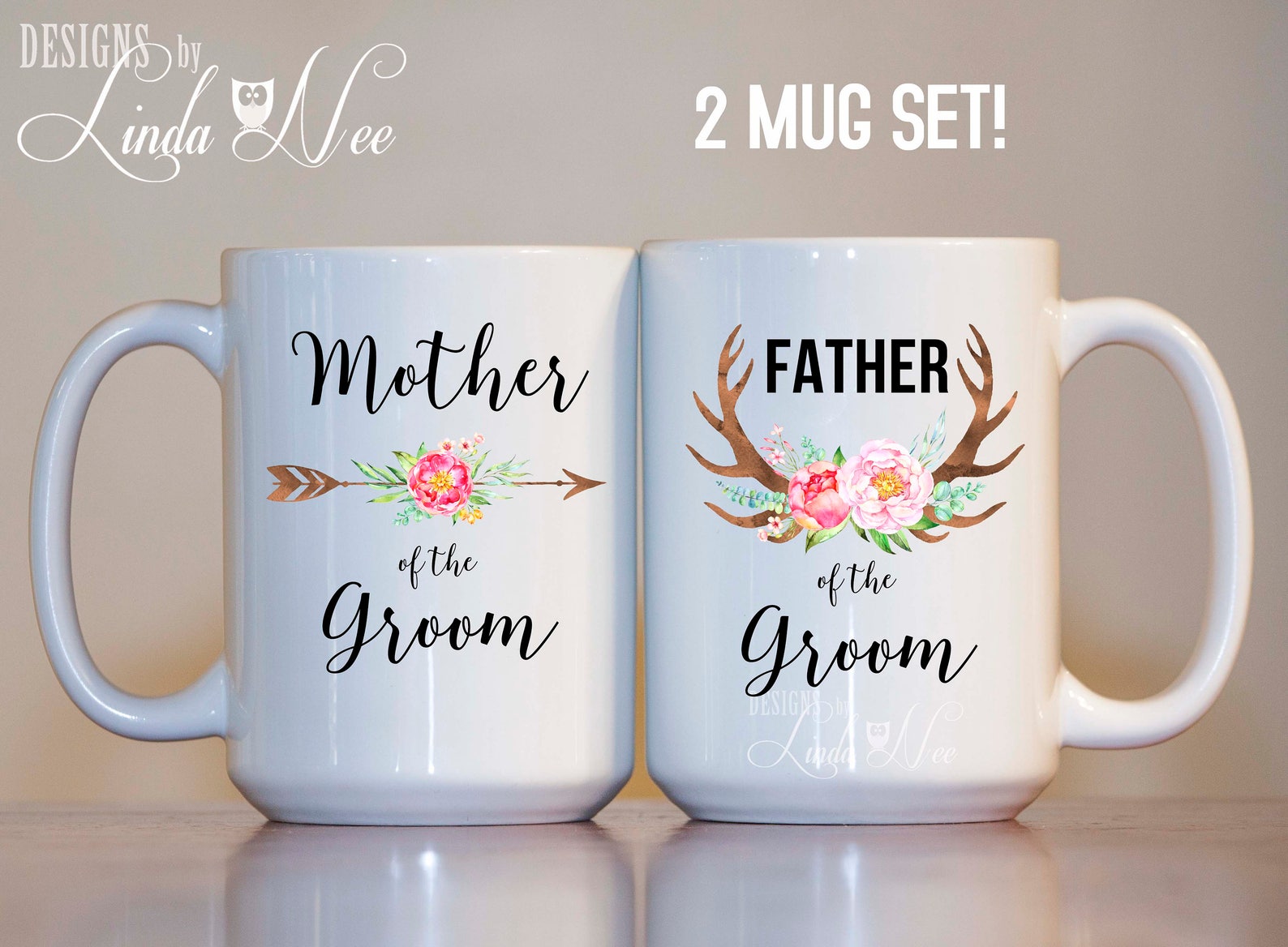 Wedding Mugs Set Father of the Groom and Mother of the Groom Wedding ...