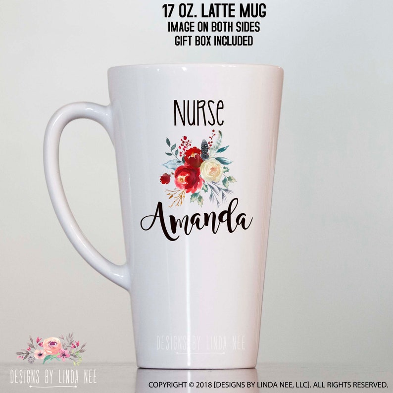 Personalized Nurse Mug Floral Nurse Mug Custom RN Mug - Etsy
