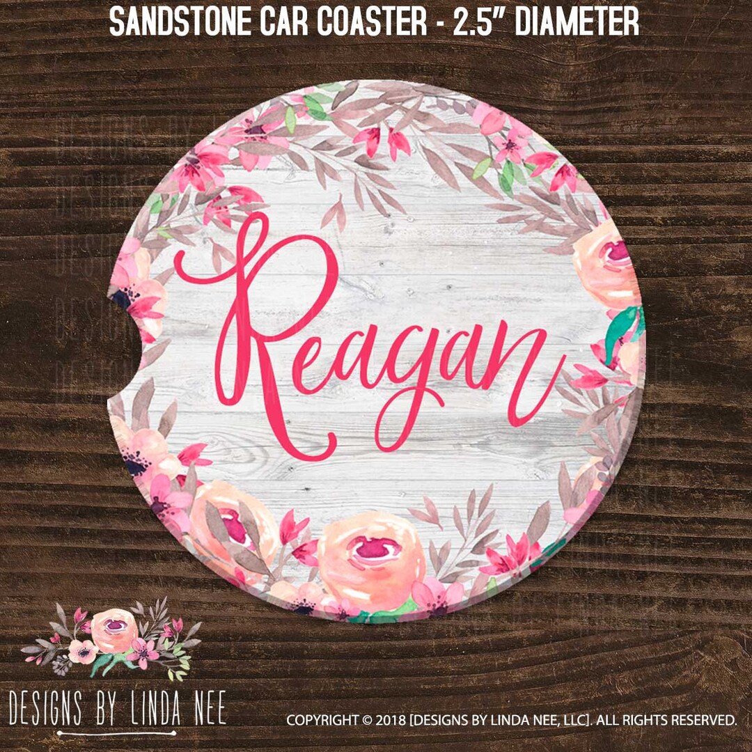 Monogrammed Car Coaster Personalized Sandstone Car Coaster Custom ...