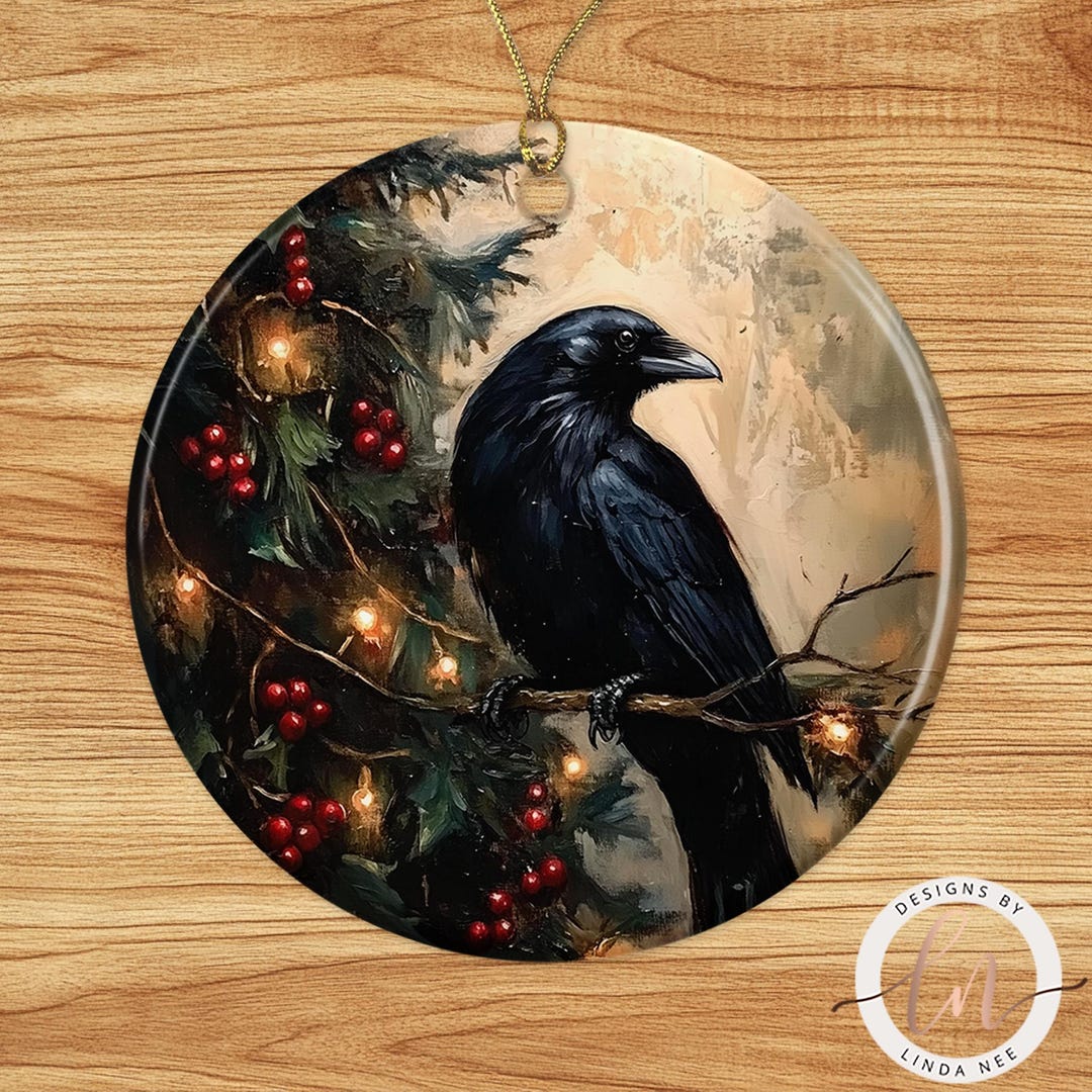 Raven Ornament, Dark Christmas Gift, Raven on Christmas Tree, Black ...