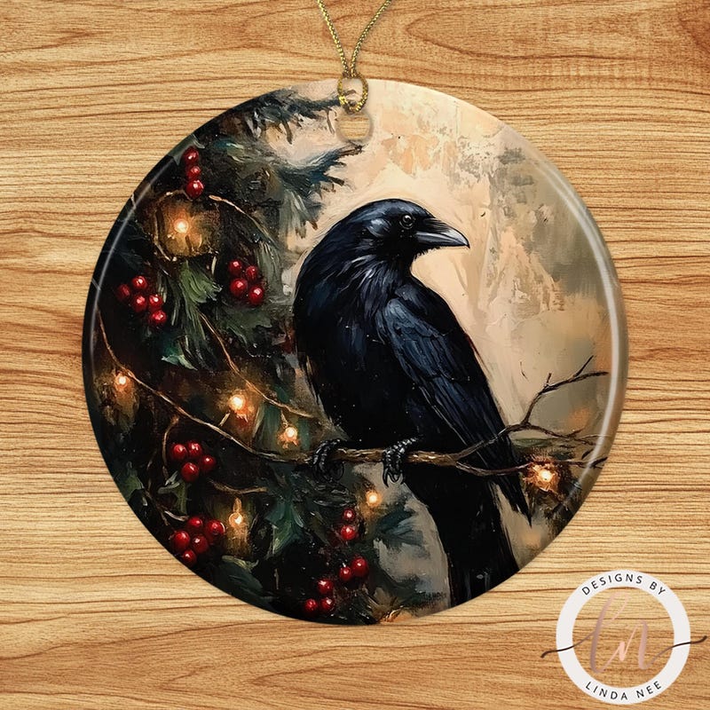 Raven and Christmas Tree - Etsy