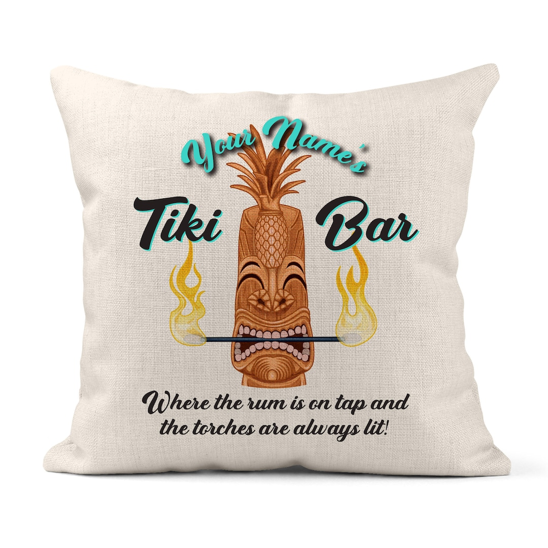 Personalized Tiki Bar Pillow, Tiki Lounge, Tiki Bar, Tiki Room ...