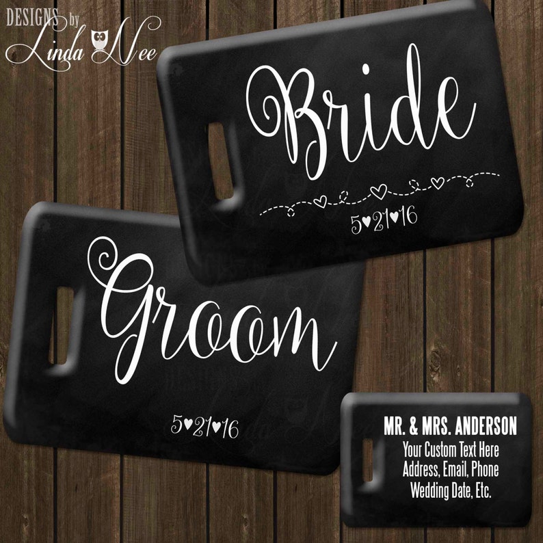 Personalized Luggage Tags Bride Groom Luggage Tag Set | Etsy