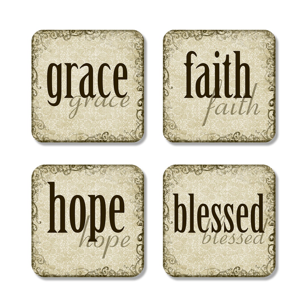 Christian Coasters, Coaster Set of 4, Religious Gift Set Housewarming ...