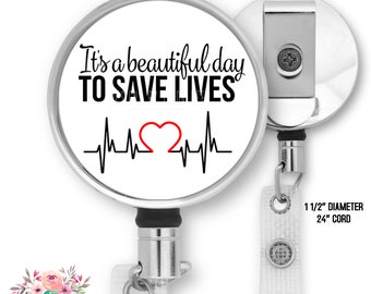 It's a Beautiful Day to Save Lives Badge Reel Grey's | Etsy