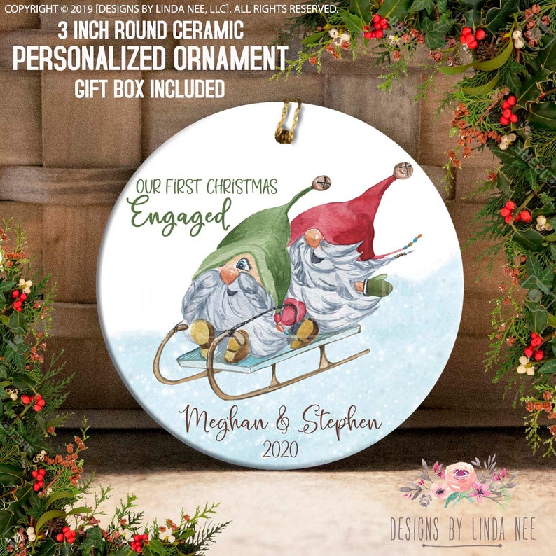 2020 Engagement Ornament Engaged Ornament Gnome Ornament Just Etsy