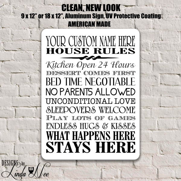 Custom House Rules - Etsy