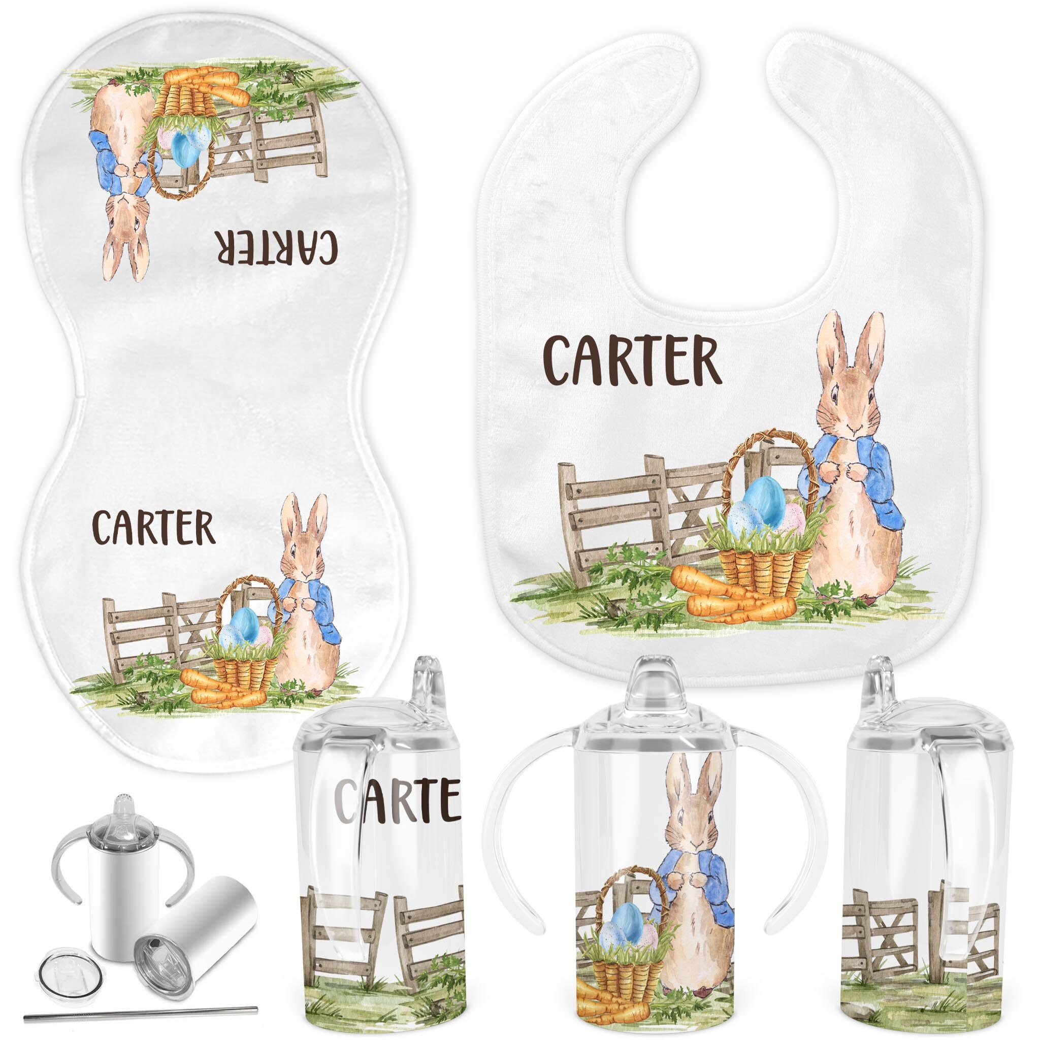 Personalized Peter Rabbit Gift Set Easter Baby Bib Burp Cloth | Etsy