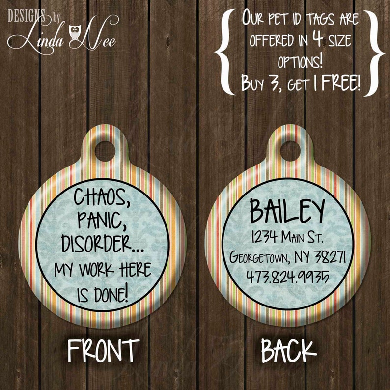 Funny Personalized Pet Tag Cute by Psycho Funny | Etsy