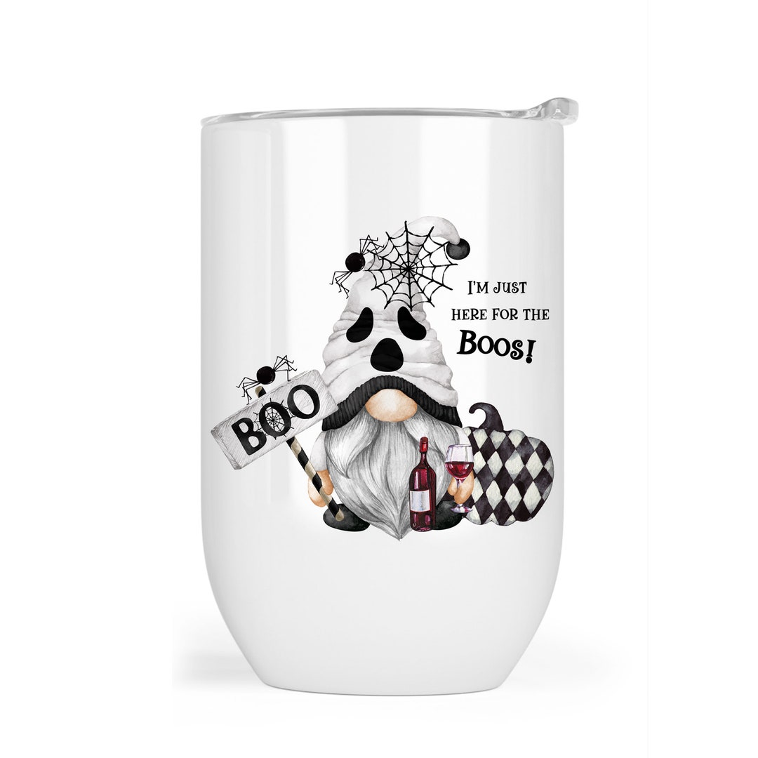 Boo Gnome Wine Tumbler With Lid, Gnome Wine Glass, Gnome Kitchen Decor ...