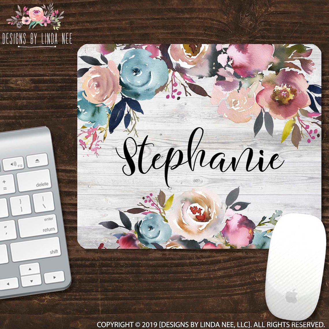 Custom Mousepad Floral Mousepad Monogram Mouse Pad Office - Etsy