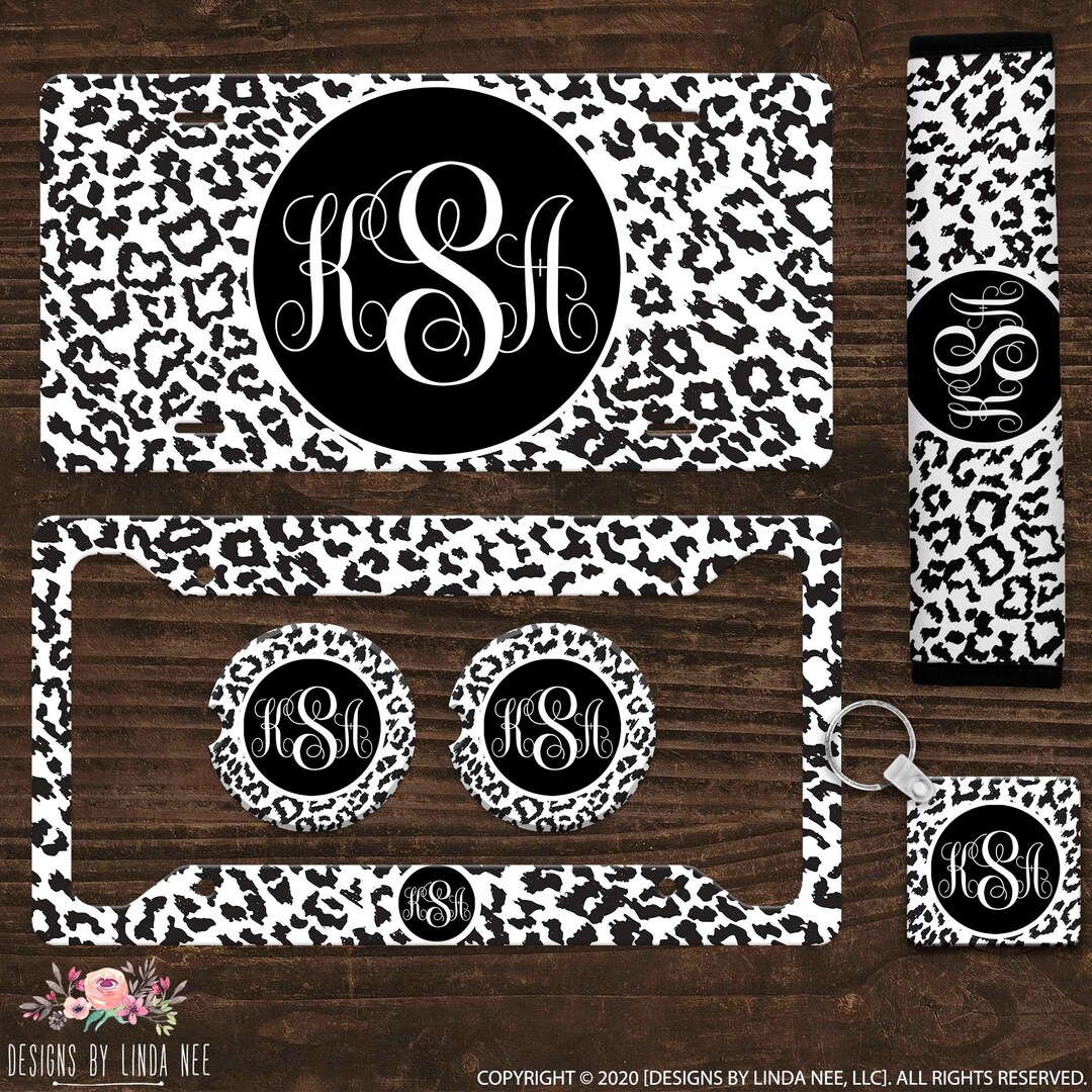Leopard Monogram License Plate Personalized Leopard Plate and Frame Car ...