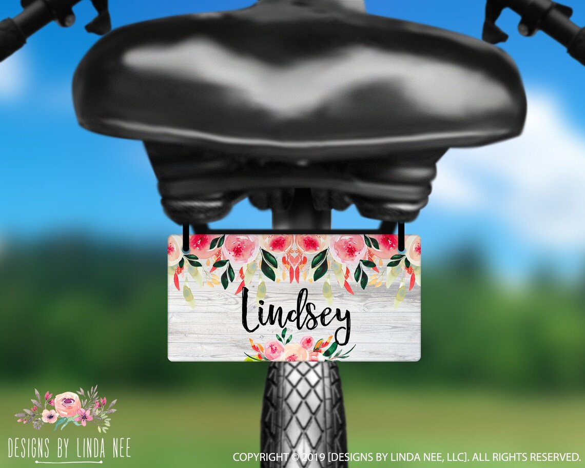 Custom License Plate Floral Bike License Plate Personalized - Etsy