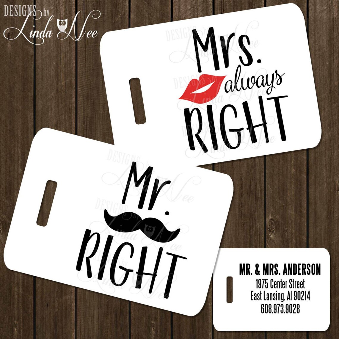 Mr Right and Mrs Always Right Luggage Tags Personalized Mr - Etsy
