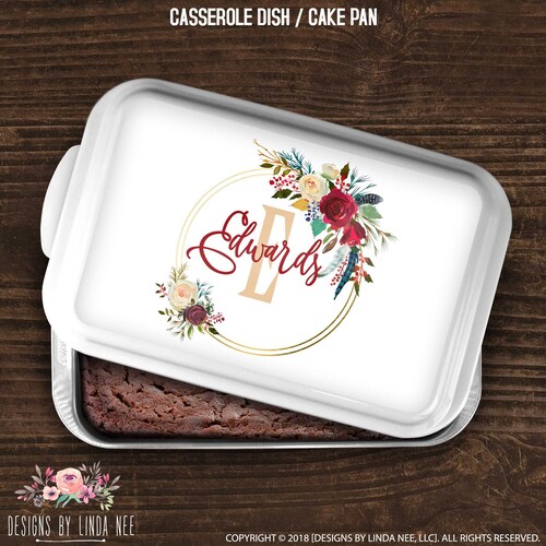 Monogrammed Cake Pan Personalized Casserole Dish Housewarming - Etsy