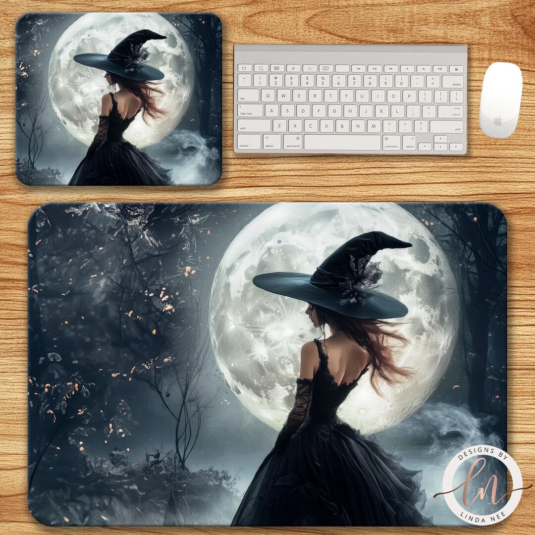 Celestial Beautiful Witch in the Forest Mousepad, Dark Gothic Art ...