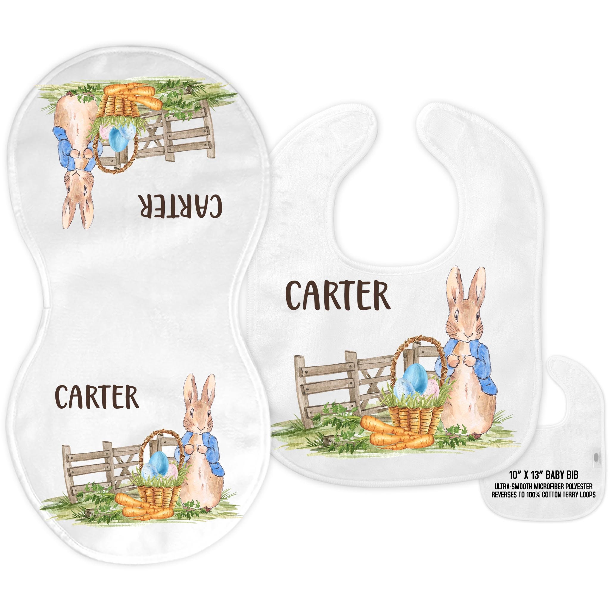 Personalized Peter Rabbit Gift Set Easter Baby Bib Burp Cloth | Etsy