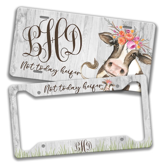 Cow License Plate Monogrammed Car Accessories Not Today | Etsy