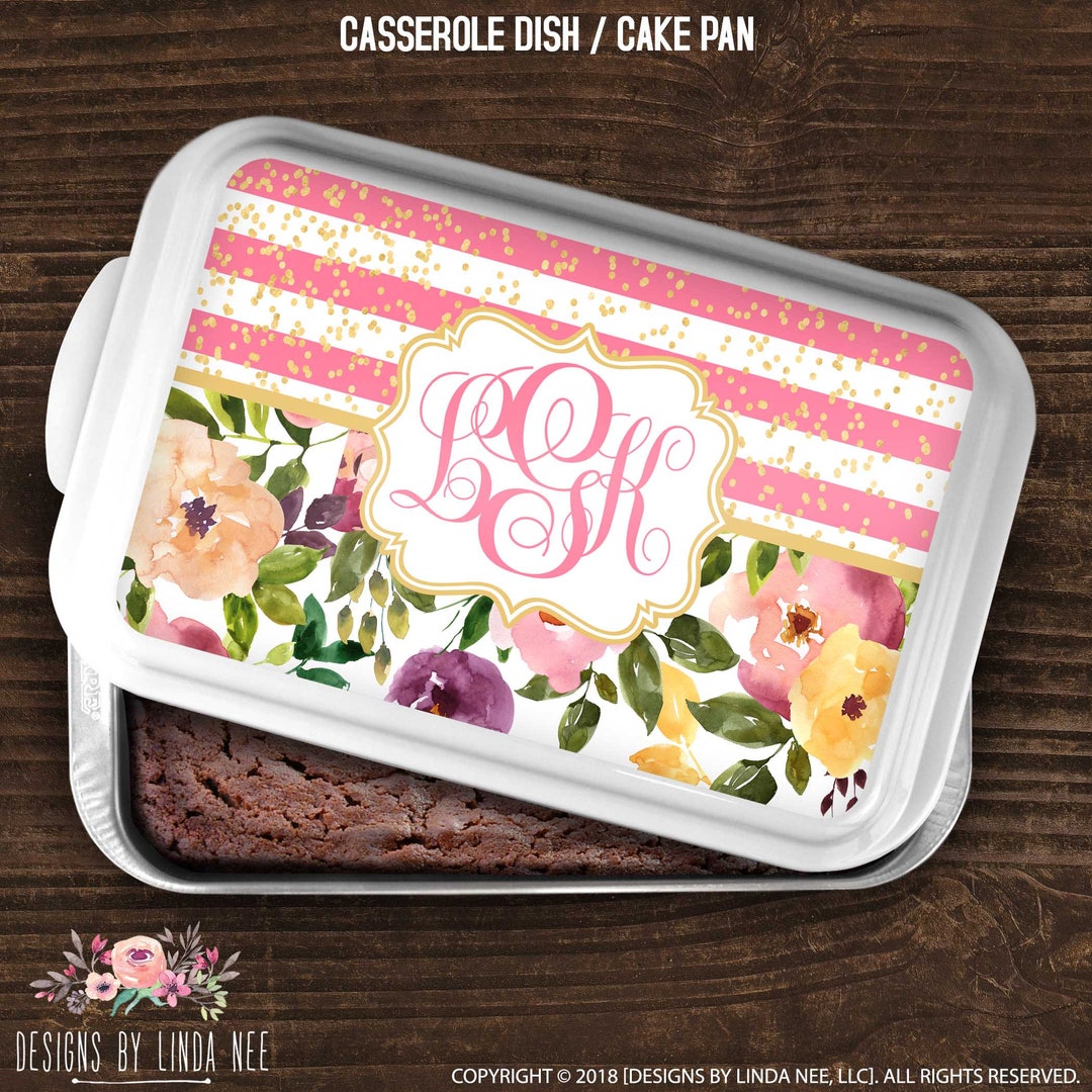 Monogrammed Cake Pan Bridal Shower Gift Personalized Casserole Dish ...