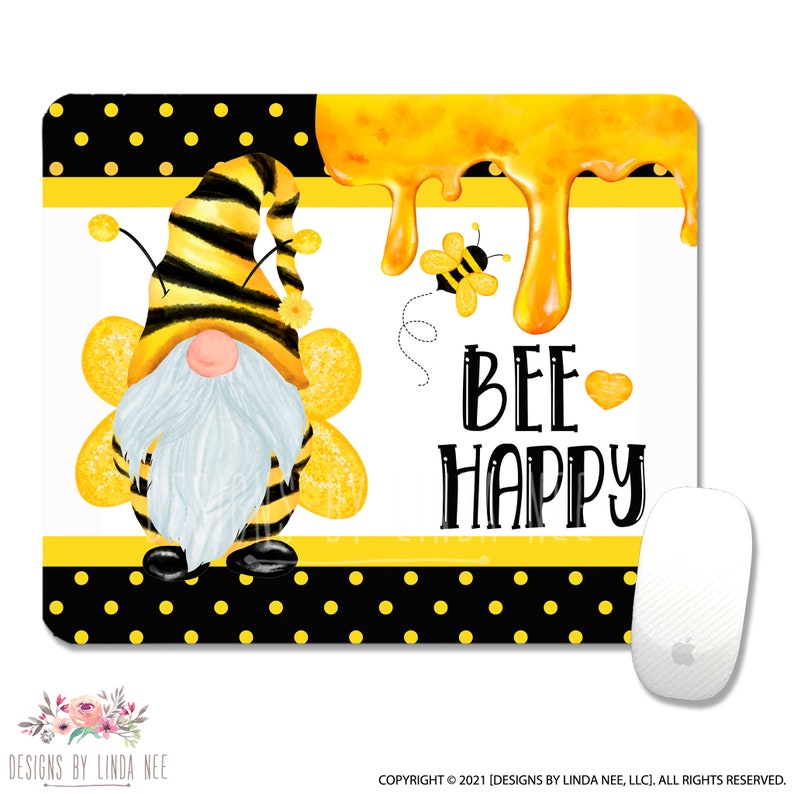 Bee Mouse Pad Bee Happy Gnome Bee Desk Mat Bee Gifts for - Etsy