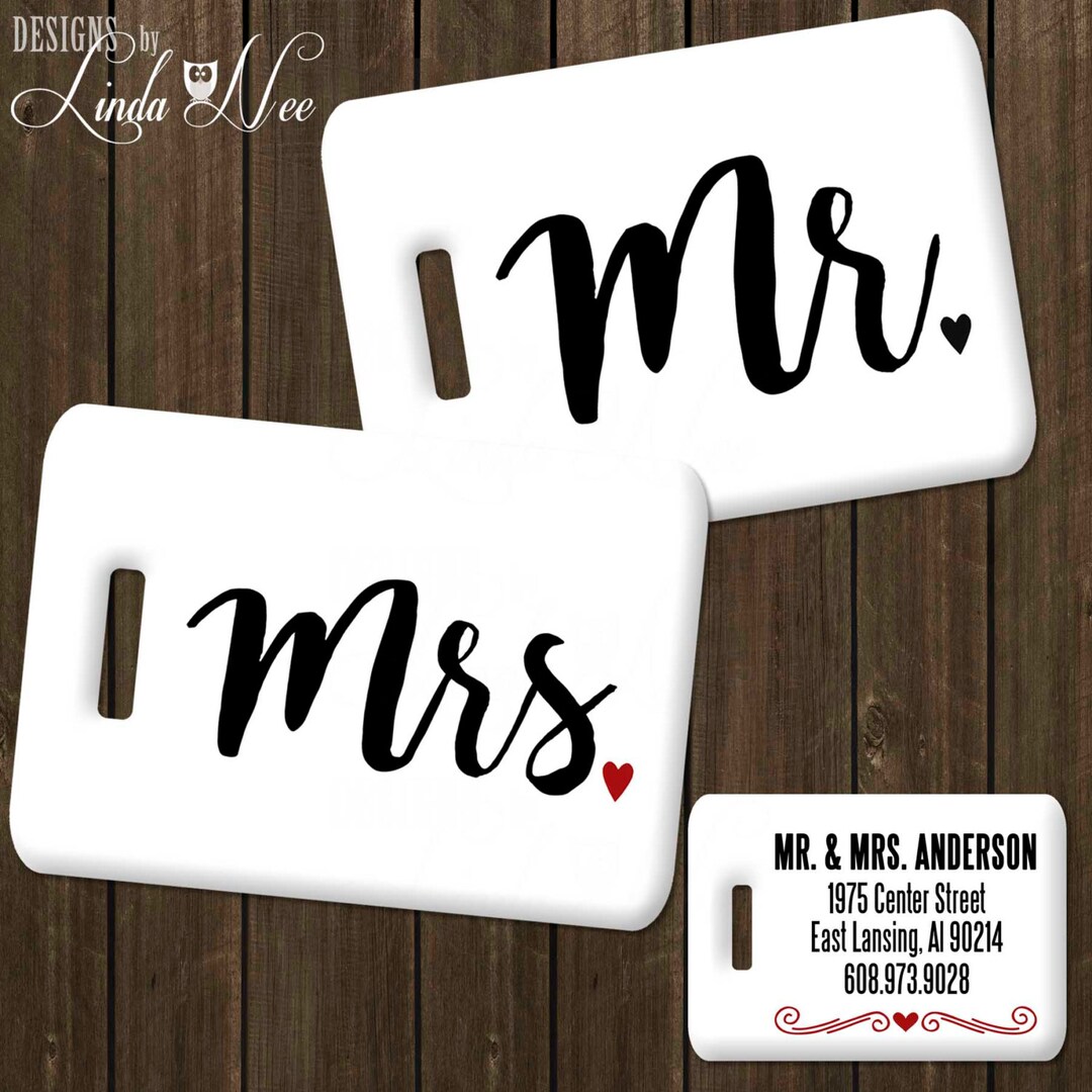 Mr and Mrs Luggage Tags, Personalized Luggage Tag, Bag Tag, Honeymoon ...