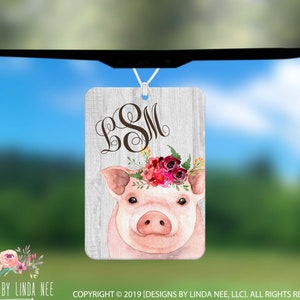 Monogrammed Car Coaster Pig Car Accessories Personalized Sandstone Car ...