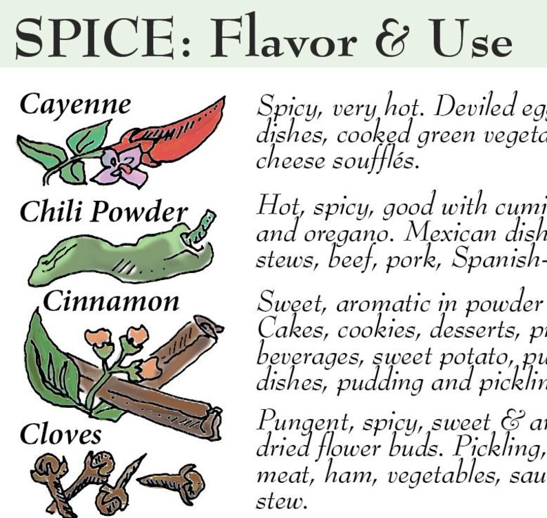 Digital Download: Herbs, Spice & Seeds Chart for Kitchen - Etsy