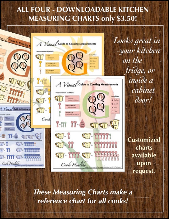 DIGITAL: Kitchen Measuring Chart Set of 4 | Etsy