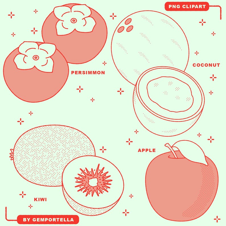 20 Fruit Png Clipart Illustrations - Watermelon, Cherries, Blueberries ...