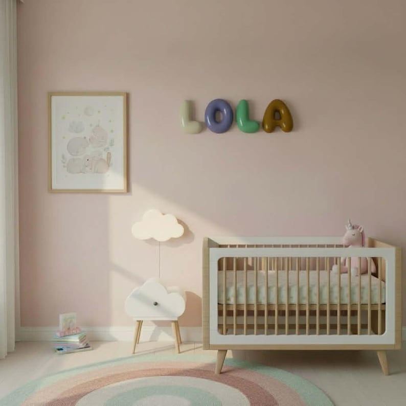 Personalised Bubble Letter Name Sign | Hand-finished Clay-look Nursery ...