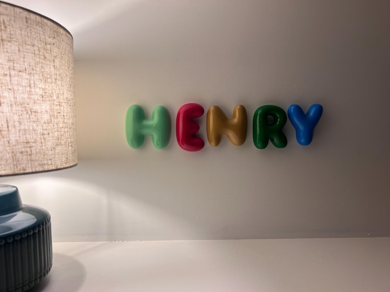 Personalised Bubble Letter Name Sign | Hand-finished Clay-look Nursery ...